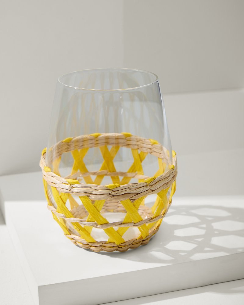 Island Yellow Straw 16.oz. Stemless Wine Glass