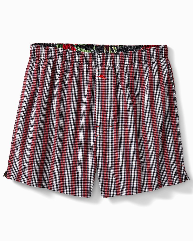Black And Red Plaid Woven Boxers