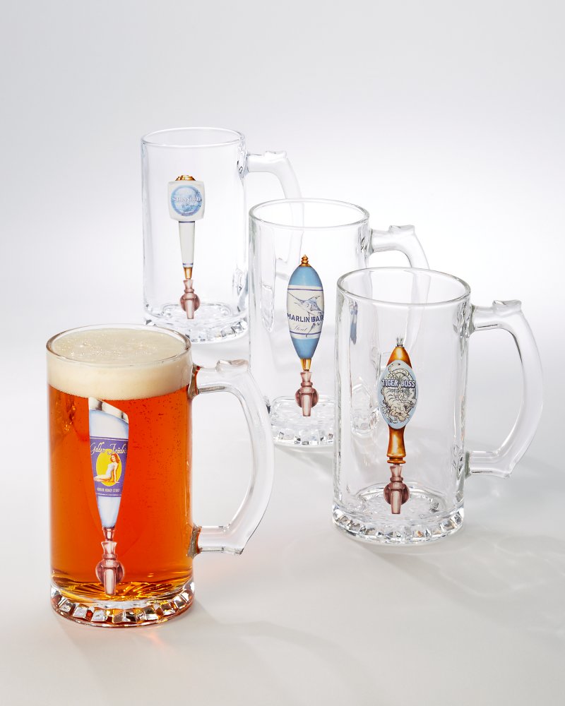 Beer Pulls Glass Steins - Set of Four