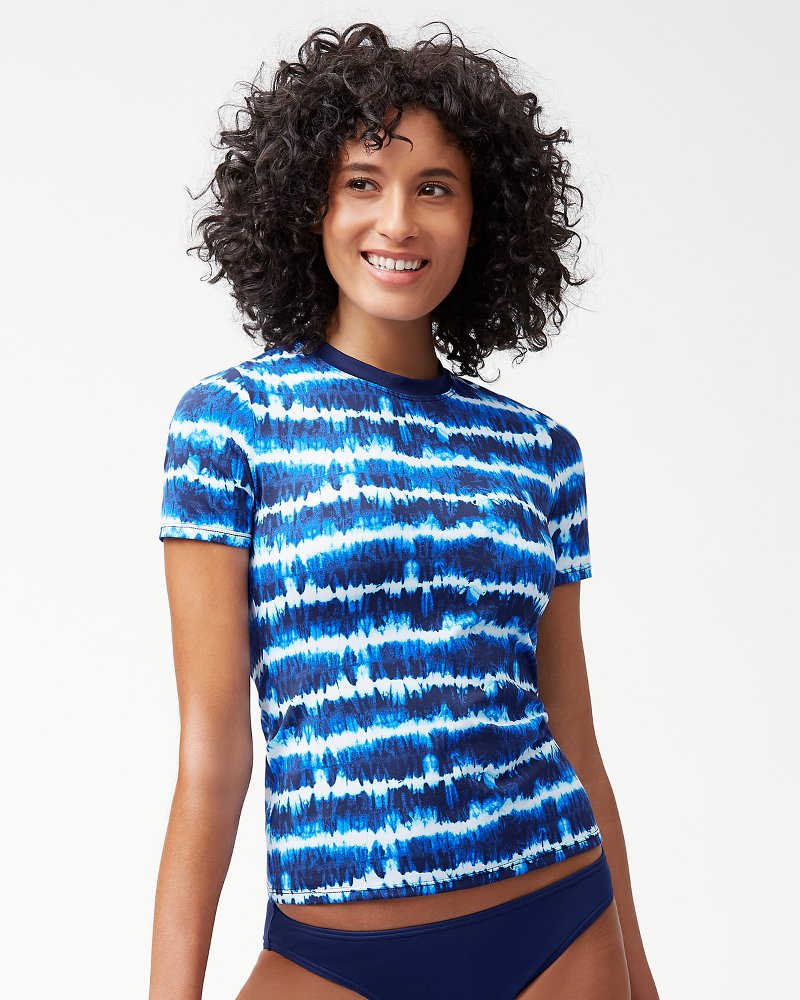 Tide Dye Stripe Short-Sleeve Rash Guard